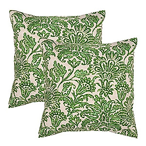 Decorative Things Outdoor Pillows for Patio Furniture Made of Tommy Bahama Fabric Green Batik Pillow Cover 18" x 18" Set of 2