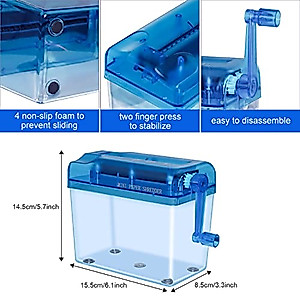 JIKIOU Mini Hand Shredder Portable Paper Shredder Manual Shredder Documents Paper Cutting Tool Home Office Desktop Stationery Blue