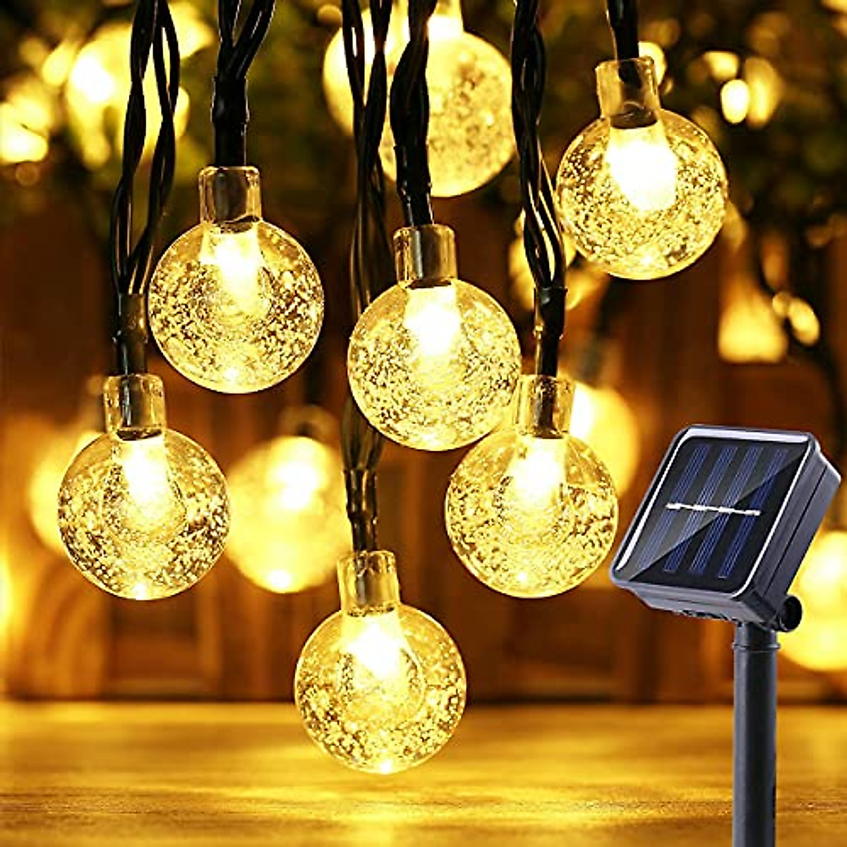 Garden Solar String Lights, 100 LEDs 40ft 8 Modes Waterproof Crystal Globe Balls Lighting for Outdoor Patio Lawn Garden Yard Decoration Wedding Holiday Home Party Wedding Christmas Decor (Warm White)