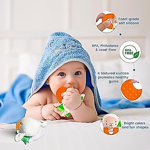 Wristy Buddy Teething Ring for Babies 0-6 8 10 12 Months | Cute Soft Lamb Animal Teething Toys & Gloves | Baby Teething Relief Toy Pack | Infant Chew Toys for 3-6 Months, 1 2 3 Years