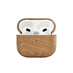 OAKYWOOD Oak Headphones Protective Case Compatible with AirPods 3 Handmade from Real Wood and Coated with Natural Oils Fall Protection Compatible with Qi/Magsafe Chargers