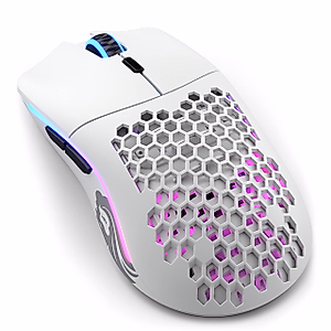 Glorious Model O- (Minus) Wireless Gaming Mouse - 65g Superlight Honeycomb Design, RGB, Ambidextrous, Lag Free 2.4GHz Wireless, Up to 71 Hours Battery - Matte White