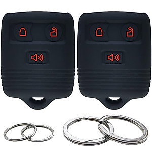 2Pcs Silicone 3 Buttons Key Fob Cover Remote Case Keyless Protector Compatible with Ford E150 E250 E350 F150 F250 F350 Edge Escape Expedition Explorer Focus Fusion Lincoln MKX MKZ Mercury Mazda