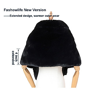 Fashowlife Faux Fur Cloak Shawl Fur Scarf Warm Wrap Stole Shrug Autumn Winter For Wedding Party (Black Shawl)