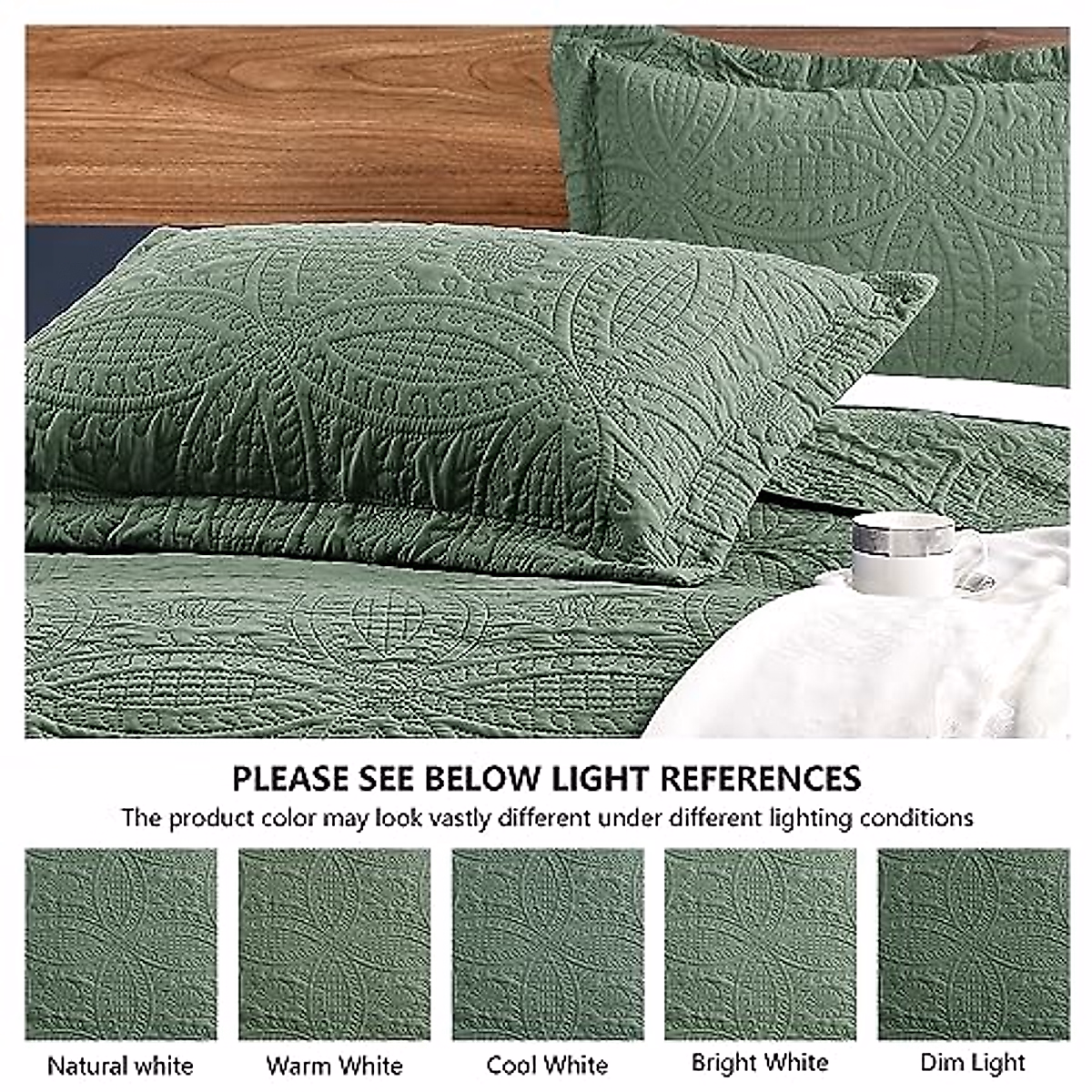 Love's cabin California King Size Quilt Set Olive Green Bedspreads - Soft Summer Quilt Lightweight Microfiber Bedspread- Modern Coin Pattern Coverlet for All Season - 3 Piece (1 Quilt, 2 Pillow Shams)