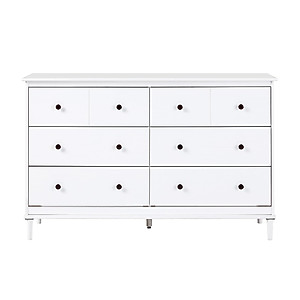 Walker Edison Modern 6-Drawer Solid Wood Dresser Bedroom Storage, 57 Inch, White