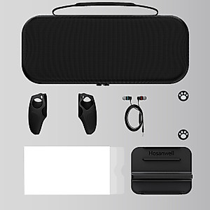 Hosanwell 9-in-1 Accessories Set Compatible with Playstation Portal, EVA Carrying Case for PS Portal*1, Soft Silicone Grip Cover*2, Screen Protector*2, Joystick Caps*2, Ear Wired Headphone*1,Stand*1