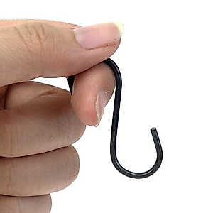 Meprotal 50pcs S Hooks 1.7inch, Black Mini Ornament Hooks Iron Hooks Hanger Small S Hooks for Hanging Jewelry Kitchenware Plants