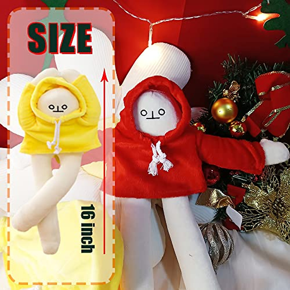 Plush Banana Man Doll, Weird Plush Banana Stuffed Animals Doll with Magnet, Creative Stuffed Toy Funny Changeable Plush Pillow Decompression Toy Gifts for Kids Christmas Birthday Party (16 inch)