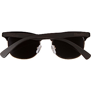 Woodies Wood Semi Rimless Sunglasses Polarized Black Lenses for Men & Women - Beach Ebony Wooden Frame - 100% UVA UVB Ray Protection