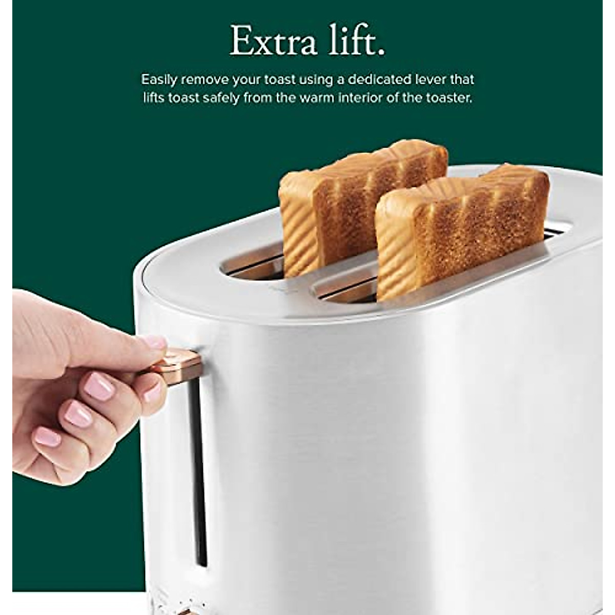 Café Express Finish 2-Slice Toaster | Extra-Wide Slots, Extra Lift for Waffles, Pastries, Texas Toast & More | 4 Pre-Set Functions, 8 Shade Options | Countertop Kitchen Essentials | Matte White