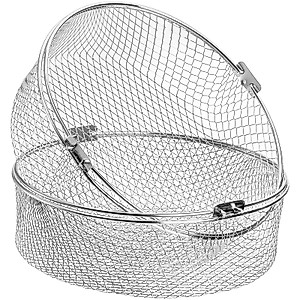 Elsjoy 2 Pack Air Fryer Basket, 8 Inch Air Fryer Replacement Accessory Mesh Basket with Handle, 18/8 Stainles Steel Steamer Basket for Air Fryer, Instant Pot, Oven, Steamer