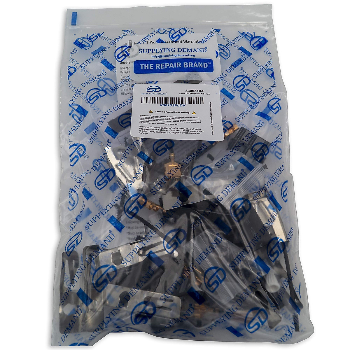 Supplying Demand 330031 5303935058 4 Pack Electric Range Top Burner Receptacle and Wire Replacement Kit