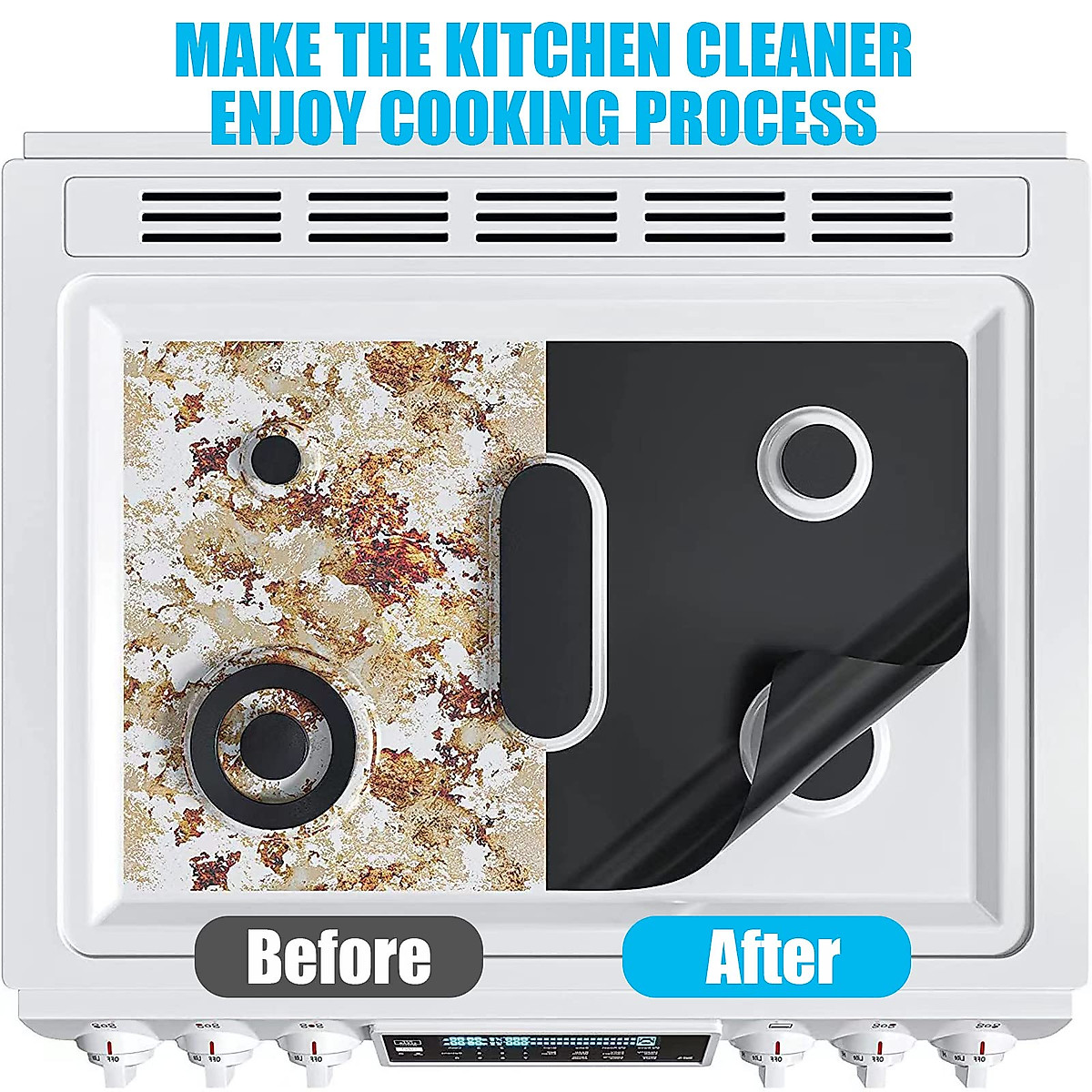 Stove cover,reusable stove top protector for gas range cut-out tool customizable for Samsung & other brands with 12 non-slip strips stove guard, easy to clean Thickened stove lining 35.43in*21.65in