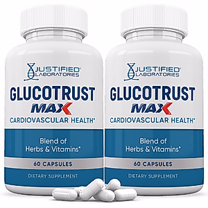 Justified Laboratories (2 Pack) Glucotrust Max 1295MG Formula Supplement Pills 120 Capsules