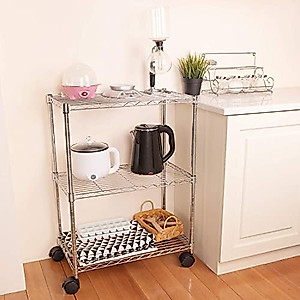 Simple Deluxe Heavy Duty 3-Shelf Shelving with Wheels, Adjustable Storage Units, Steel Organizer Wire Rack, Chrome