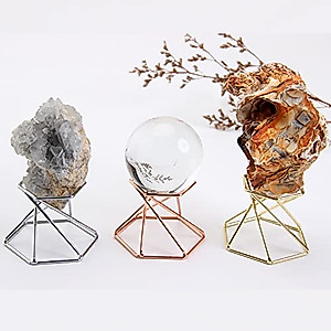 Ainvhh 3 PCS Hexagon Metal Display Stand Mystical Quartz Ball Photography Props FengShui Divination Spheres Decorative Glass Ball Base