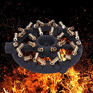 TFCFL 32 Tips Natural Gas Jet Burner, 176,000 BTU Round Shape Nozzle Jet Cast Iron Body with Brass Tips for Chinese Wok Range Grilling Stir Fry