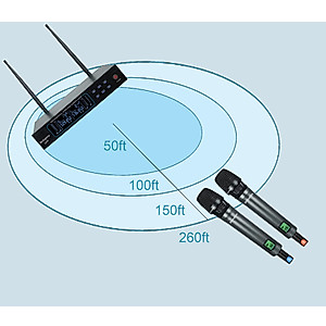 Berlingtone Wireless Microphone System, 2 Handheld Dynamic Microphones,120- Adjustable Frequency Channel, Metal case and mic for Karaoke, Meeting, Party, Church, DJ, Wedding, up 260ft Range (BR-56UM)