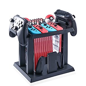 Storage Stand for Nintendo Switch, Storage Stand Controller Holder for Nintendo Switch Accessories and 2 Poke Ball Plus Controllers