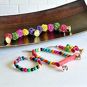 Youngever 12 Packs Bird Swing Toy, Parrot Toys Hanging Bell, Bird Cage Toys for Parrots, Finches, Macaws, Cockatiels