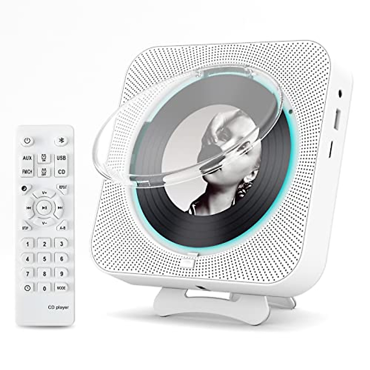 Portable CD Player with Bluetooth, MICOCIOUS Desktop CD Player for Home CD Music Players with Remote Control, Timer, Built-in Dual Speakers with LCD Display/Home Audio Boombox/FM Radio