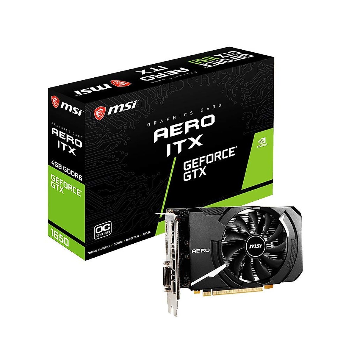 MSI Gaming GeForce GTX 1650 128-Bit HDMI/DP/DVI 4GB GDRR6 HDCP Support DirectX 12 VR Ready OC ITX Graphics Card (GTX 1650 D6 AERO ITX OC)