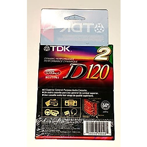 TDK D120 Dynamic Performance High Output IECI/Type I Normal Position Audio Cassettes D-120L2-2 Pack