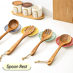 KitchenTour Ceramic Spoon Rest, 4.7 inch Spoon Holder for Kitchen Counter, Spoon Rest for Stove Top Coffee Spoon Rest, Cooking Utensil Rest Holder for Ladle, Spatula, Set of 4