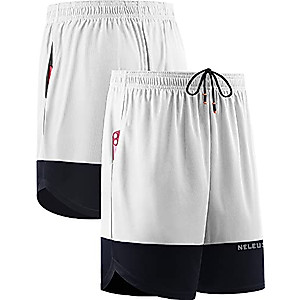 NELEUS Men's 2 in 1 Running Shorts with Liner,Dry Fit Mesh Gym Workout Shorts with Pockets,3 Pack,6094,Black/Grey/White,L