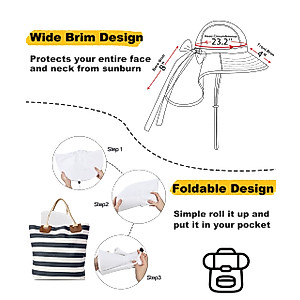 Tirrinia Stylish Garden Hats with Large Brim, Adjustable Safari Neck Cover, and Floral Ribbon