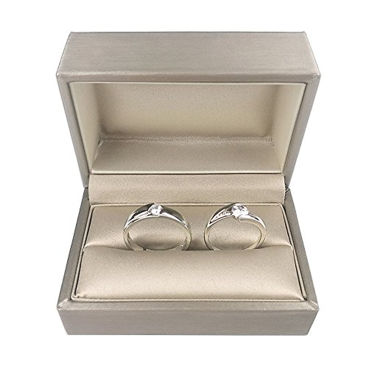 DesignSter Gold Bearer Ring Box – Premium PU Leather Double Rings Box for Wedding Engagement Gift Box