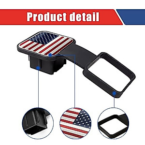 UGSHY Pack-1 Square Tow Hitch Dust Plug, American Flag Pattern Tow Tube Square Cover, Trailer Receive Tube Plug, Fits 2" x 2" Receiver Tube (Red)