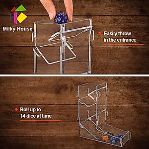 Dice Tower, Dice Rolling Tower Kit with Double Sided Matte Protective Film, Please Tear Off Before Use & Tray Collapsible Portable Easy Roller for Desktop Board Game,RPG, D&D & Foxta