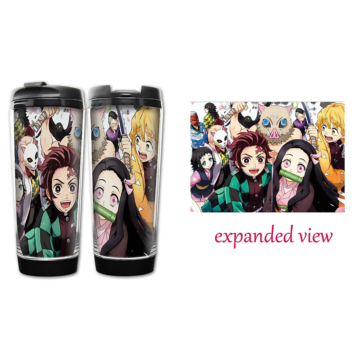 LFASHION Anime Destruction Slayer Water Cup Kimetsu No Yaiba Kamado Tanjirou Mug Cartoon Coffee Cup Water Bottle Plastic (Color1)