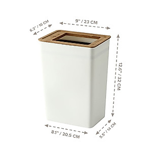 Slim Trash Can (2-Pack) Rectangular Bathroom Trash Can - Scandinavian Style Modern White Trash Can - Open Top Waste Basket - 1.85Gal/7L Large Garbage Can - Kitchen Trash Can - Compact Trash Bin