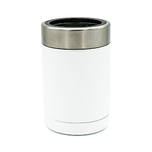 Tahoe Trails Stainless Steel 12oz Vacuum Insulated Can and Bottle Cooler | Double Wall Can Cooler For Cans and Bottles | Copper Plated Can Chiller and Metal Cooler | White