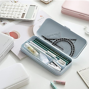 Sluxa Senior Advanced frosted touch pencil box for kids, Cute plastic box for girls ,Large capacity for adults, Hard crayon box storage for school office suppliers.