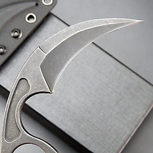 Ccanku C1293 Outdoor Survival Claw Knife,D2 Steel Blade,Stainless Steel Handle Fixed Blade Knife With Sheath for Outdoor Survival,Hiking,Camping(Black)