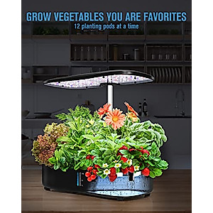 ONME Hydroponics Growing System, Indoor Herb Garden Kit with Grow Light, Indoor Gardening System with 12 Plant Pots, Aero Garden with Quiet Smart Water Pump Height Adjustable