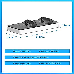 Davitu Electronics Video Games Replacement Parts - DOBE PS5 Dual Charging Dock for Sony Playstation 5 Wireless Controller Port Joystick Gamepad Fast Charger Stand Charging Base - (TP5-0505)