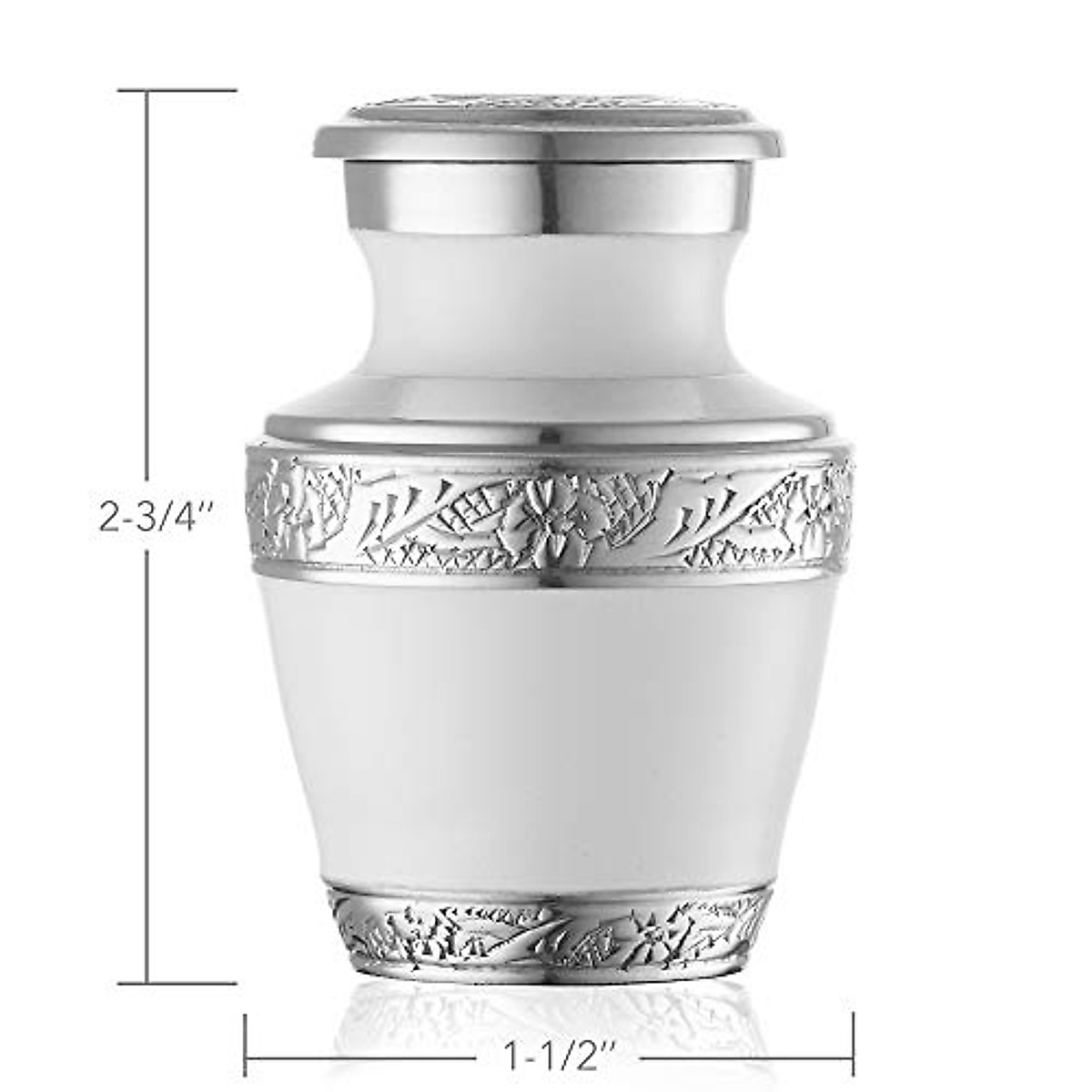 Reminded Small Cremation Urns for Human Ashes, Mini Keepsake Set of 4 White and Silver with Velvet Case