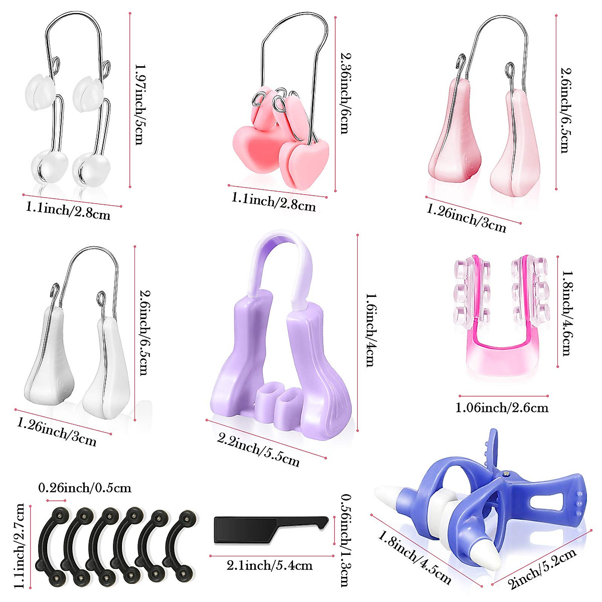 7 Pieces Nose Up Lifting Shaper Clips Set Nose Bridge Slimming Tool Silicone Lifter Beauty Clip Tools for Wide Low Curved Big