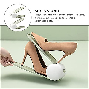 Veemoon Shoe Stacker Organization Stacker Space Holder Racks Deck Home Shelf for Slots Layer Slipper White Household Stands Adjustable Bedroom Non-Skid Stackable Sandals Storage Sneakers Chic Rack