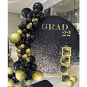 Black and Gold Balloon Garland Kit, 90Pcs Black and Gold Confetti Balloons Party Decorations 4 Sizes Black Gold Latex Party Balloons for Birthday Decorations, New Years, Wedding, Graduation
