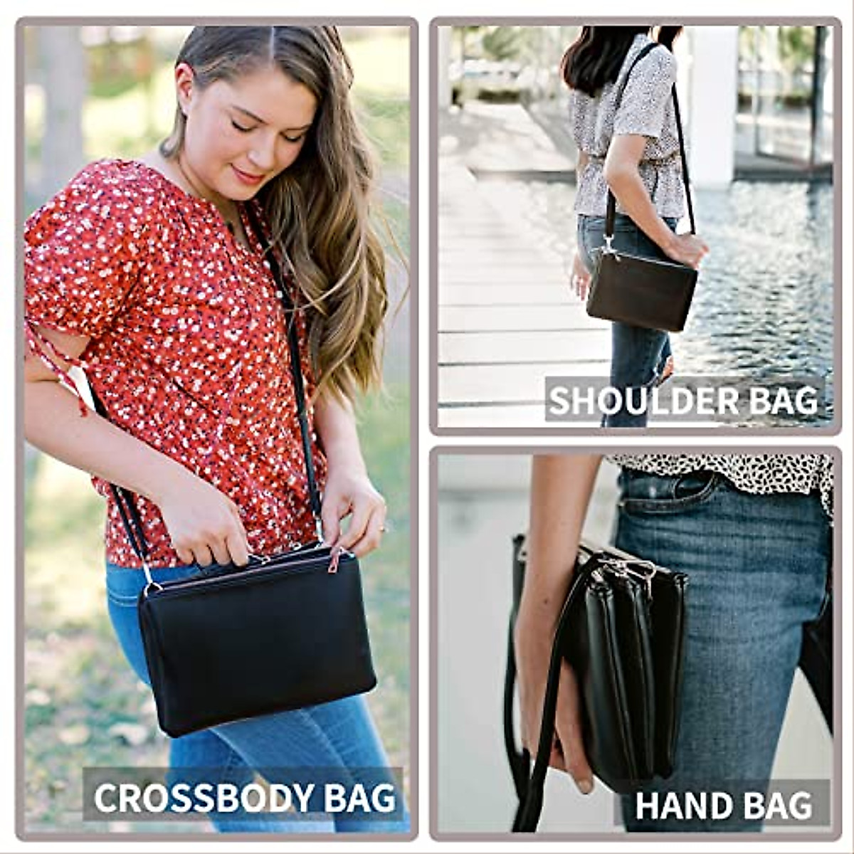 MOMINSIDE Crossbody Purses for Women, Leather Crossbody Bags Handbags, Black