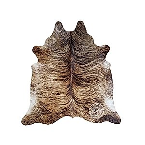 Genuine Brindle Cowhide Rug Large Size 6 x 7-8 ft. 180 x 240 cm