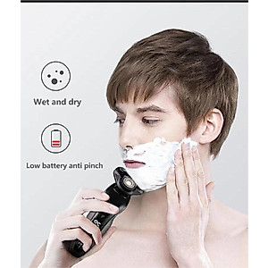 Electric Razor Cordless Beard Trimmer for Men Nose Hair Trimmer 3 in 1 Trimmer Grooming Kit Plus 1 Facial Cleansing Brush Waterproof USB Rechargeable Dry Wet (Black)