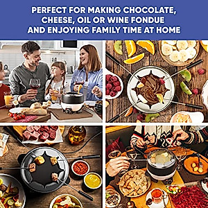 Homaider Electric Fondue Pot for Chocolate and Cheese - Fondue Set Includes 8 Dipping Forks, a High Power 800 Watt Fondue Melting Pot and Automatic Thermostat with Temperature Control