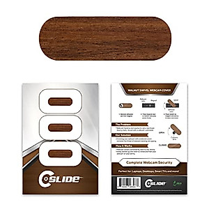C-SLIDE Family Pack Wooden Swivel Webcam Cover | Thin Swivel Laptop Cam Blocker, Black, 1.5” x 0.5” and 1.5mm Thick | Thin Cam Blocker for Computer, Tablet, Mac, Dell, Lenovo, HP | Walnut
